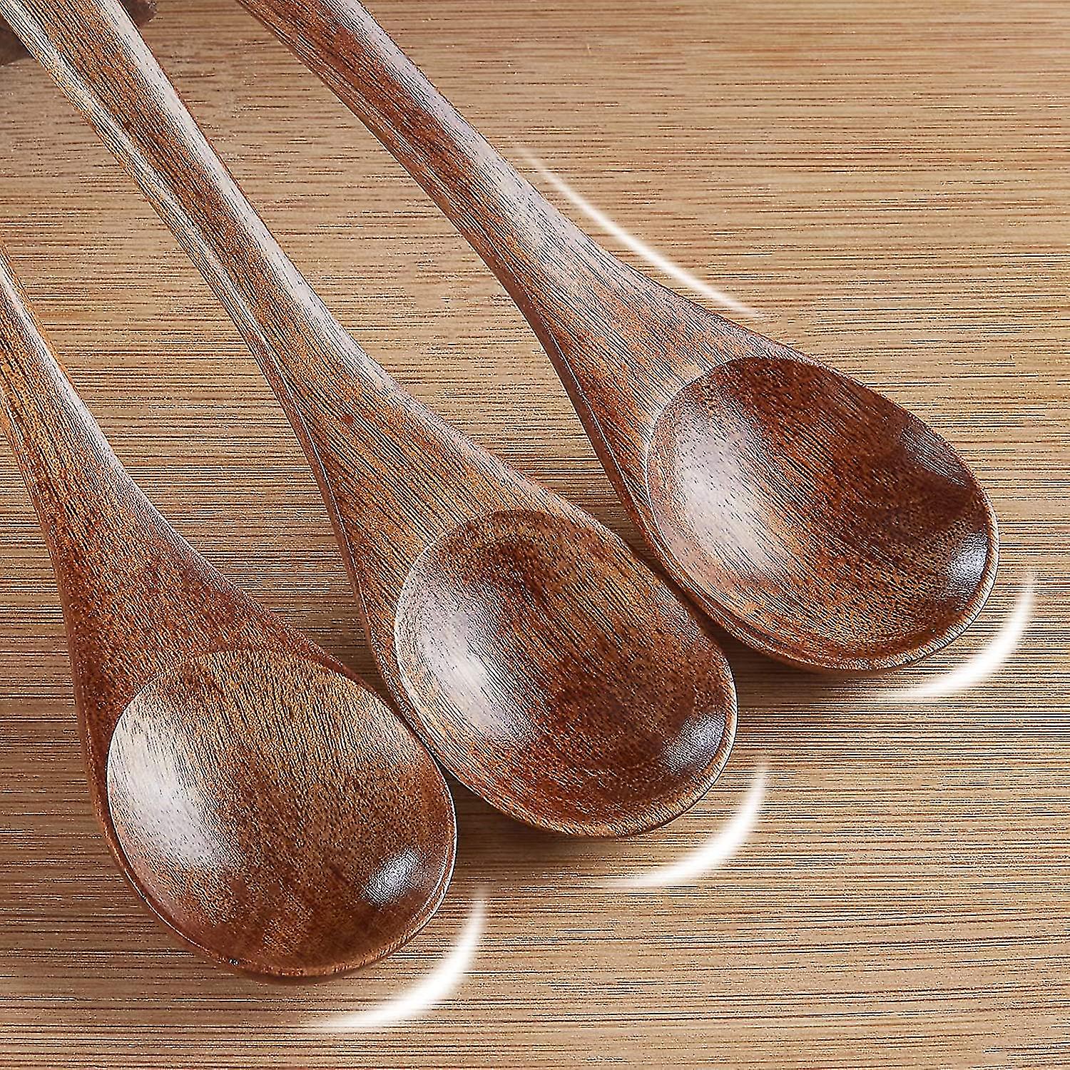 Sunrain 6pcs Small Wooden Spoons, Wooden Teaspoon Small Teaspoons ...