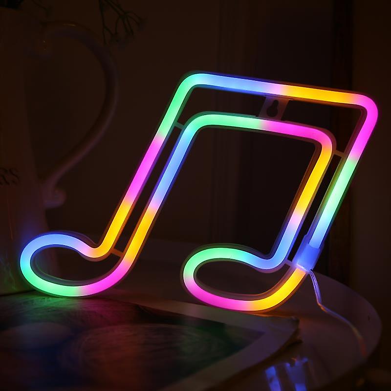 Led Neon Sign Music Note Shaped Wall Night Light Usb Battery Operated ...