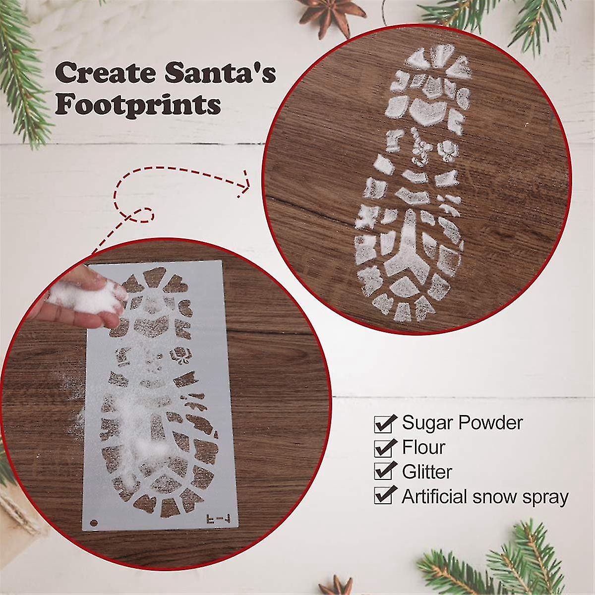 Christmas Stencils For Painting Santa Footprints For Floor, Santa Boot ...