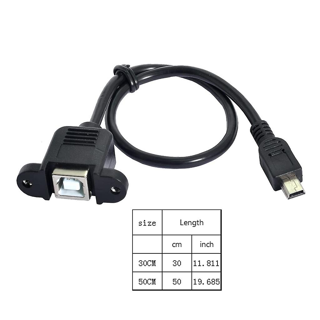 Mini USB to USB B Male to Female Extension Data Cable Panel Mount ...