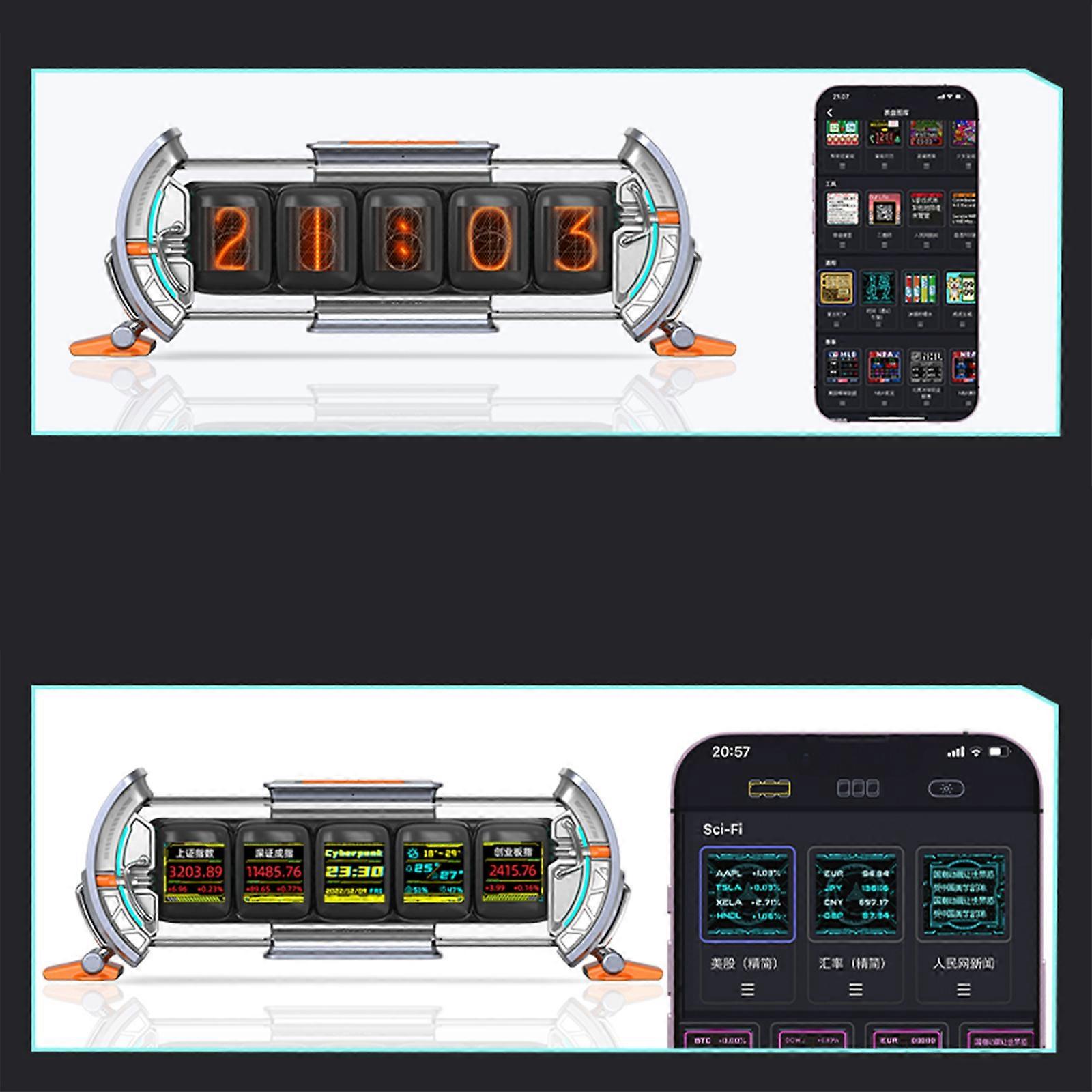 Futuristic 5-Screen RGB LED Pixel Art Clock with WiFi, Alexa & IFTTT ...