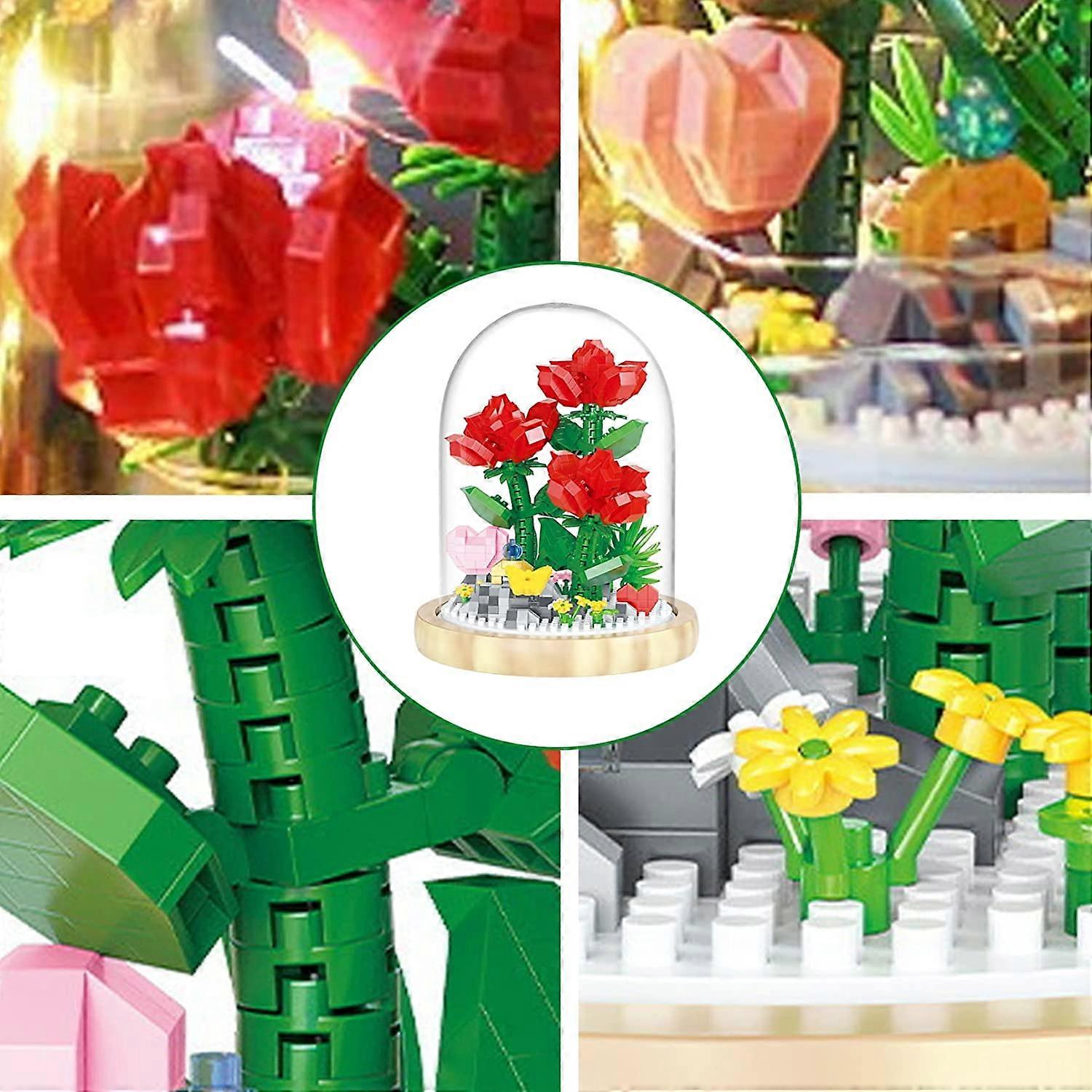 Flowers Lego Architecture Building Kit Red Rose Flower Bouquets With ...