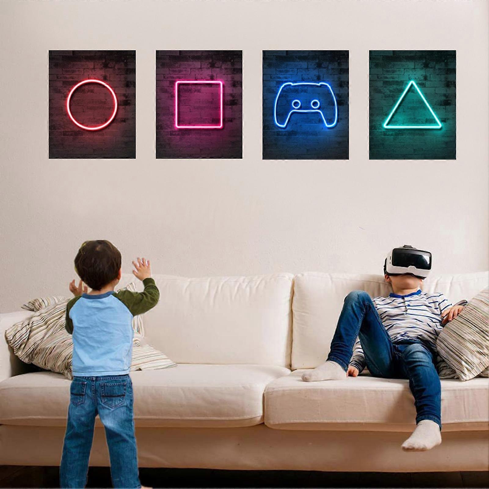 Game Wall Stickers Self-Adhesive Neon Video Gamer Wall Decals Gaming ...