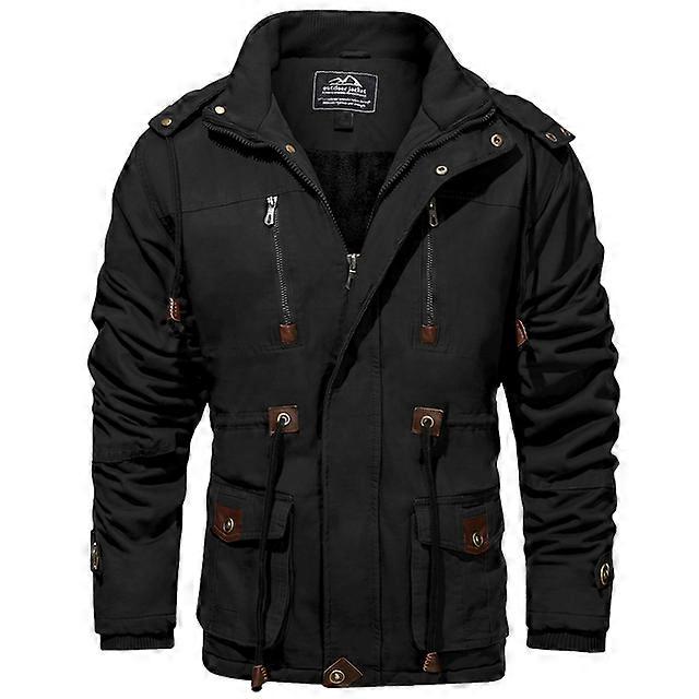 Ny tyk fleece foret frakker Mænd Taktisk hættejakke Vinter varm frakke ...