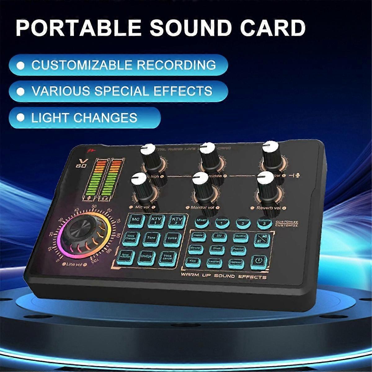 Professional Live Sound Card Mixer with DJ Effects Voice Changer, and ...