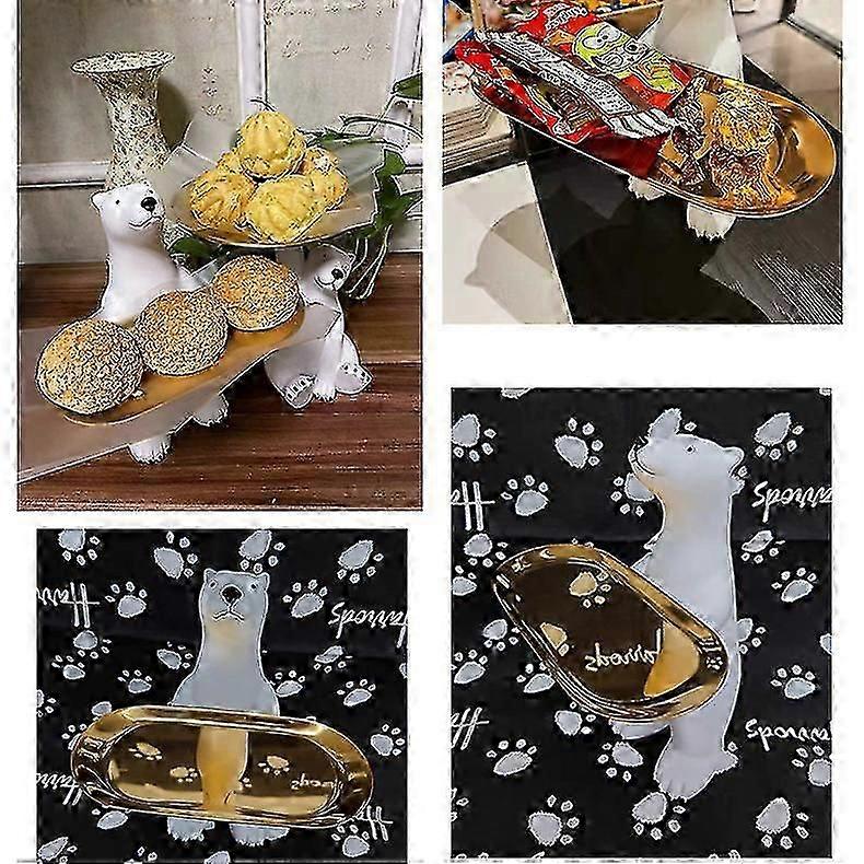 White Bear Statue Storage Tray Living Room Table Decoration Snackstray ...