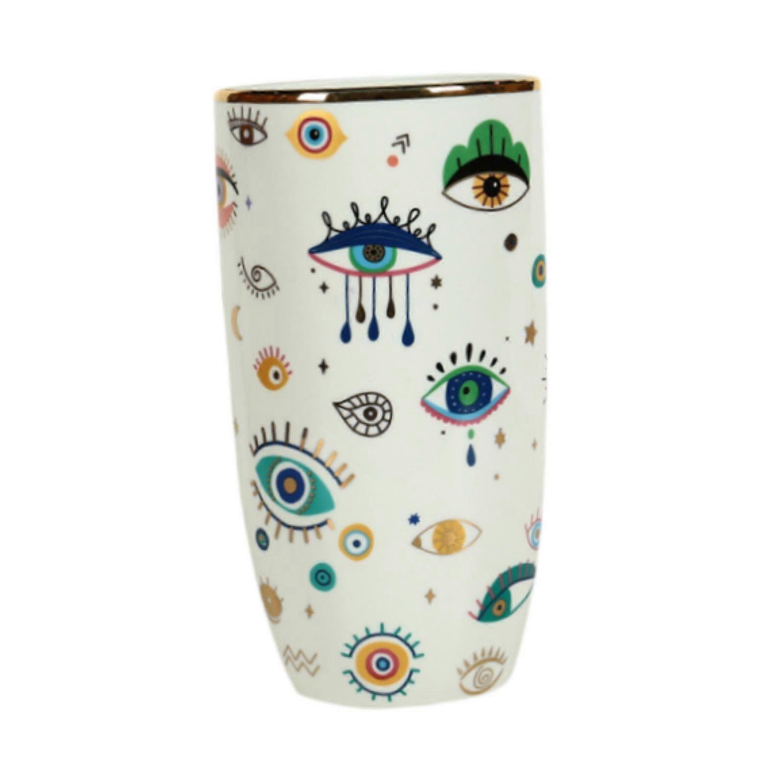 Evil Eye Patterned Flower Vase Porcelain Vase Art for Cafe Housewarming ...