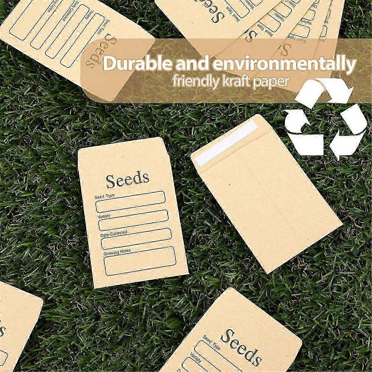 100 Pcs Seed Envelopes 3.54 x 2.36 Inch Brown Kraft Paper Seed Packets ...