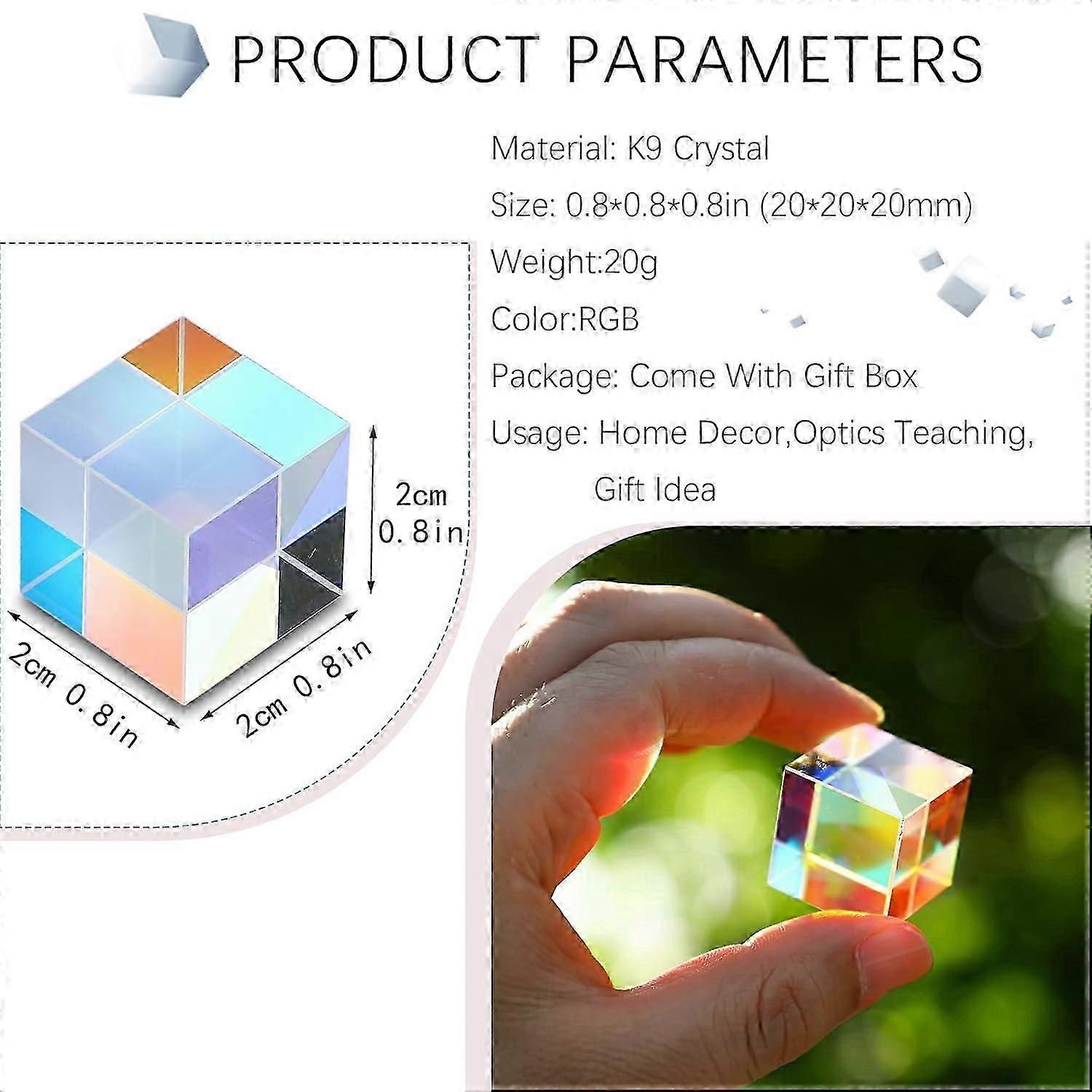 20mm RGB Dispersion Prism Optical Glass X-Cube Prism for Teaching Light ...