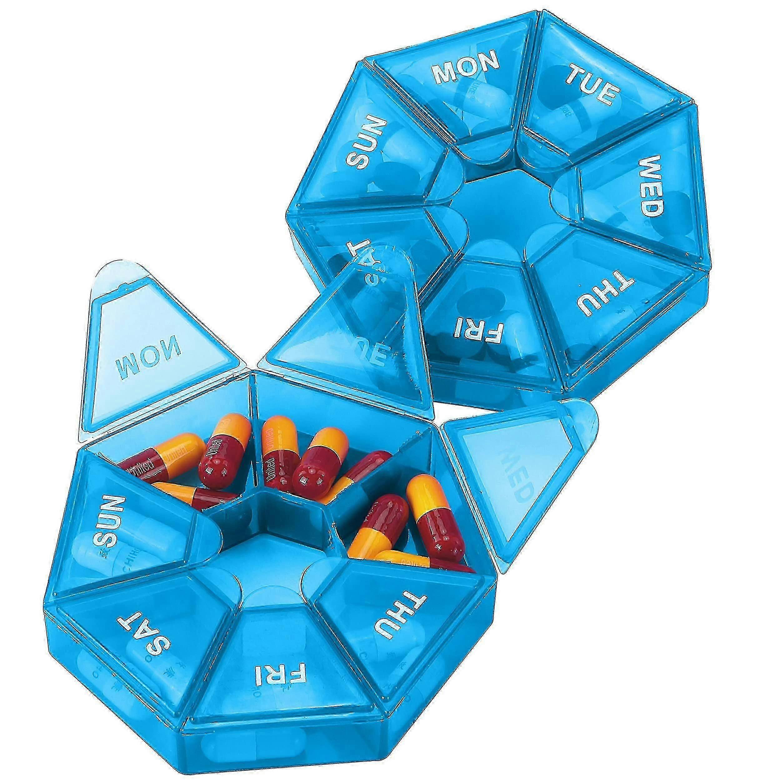 2 Pack Pill Box Portable 7 Day Pill Organiser- Easy Fill Medicine ...