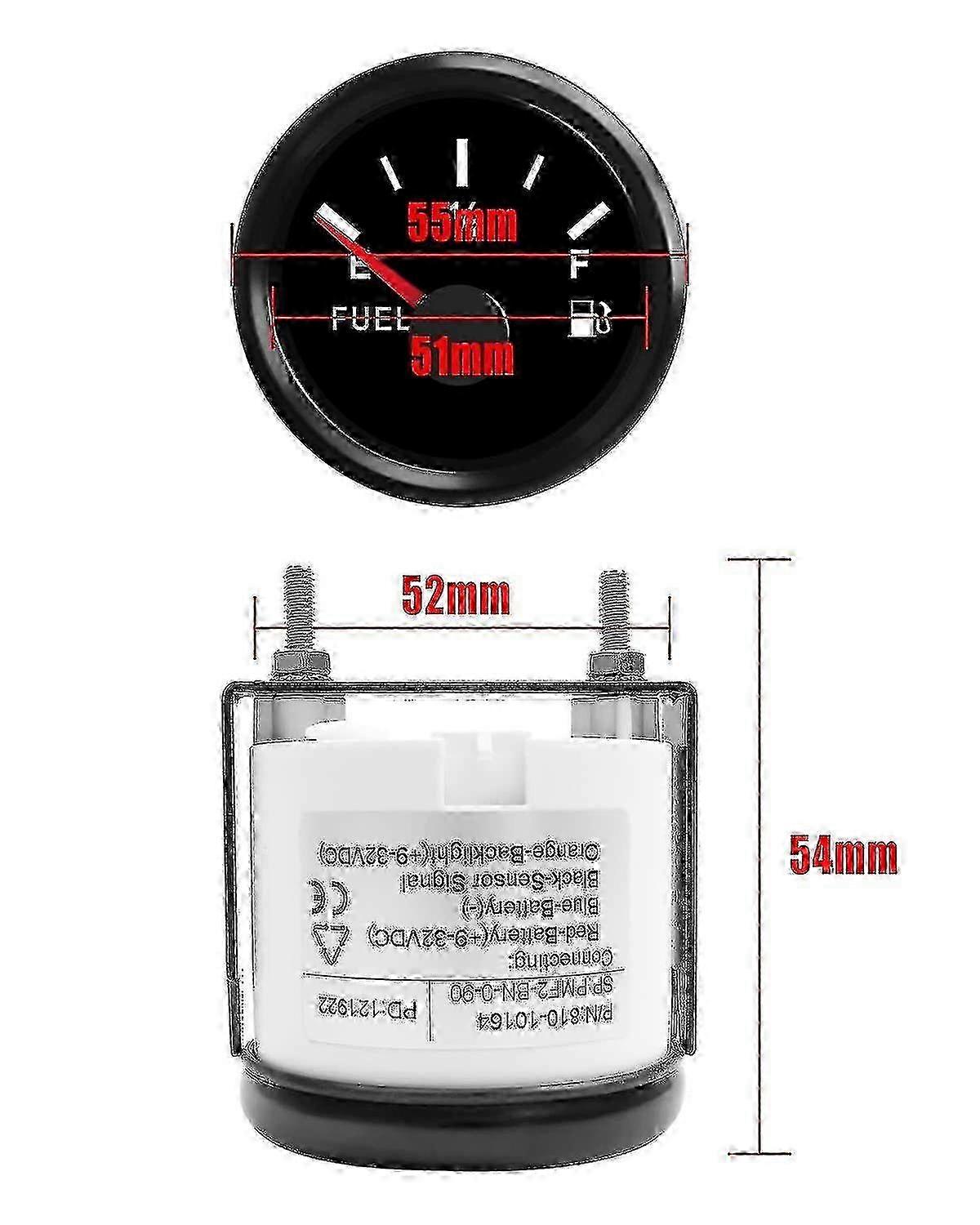 0-90 ohm Fuel Gauge fit for Car Boat Motorcycle Tractor Generator Yacht ...