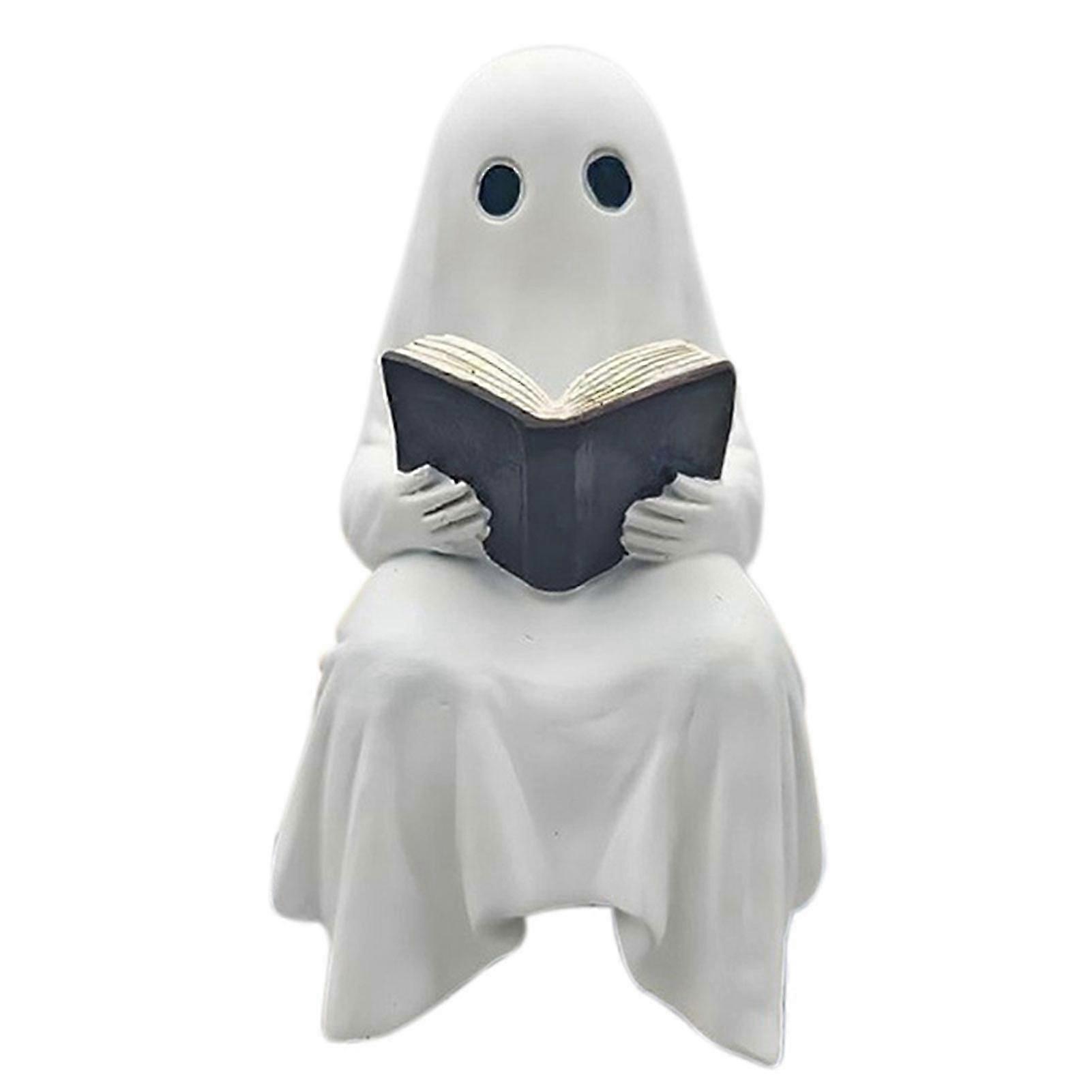 Halloween Ghosts Reading Book Statue Hand-Crafted Resin Decor, Perfect ...