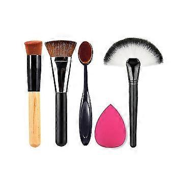 New 5pcs Makeup Brush Powder Blush Foundation Brush Sponge Puff Contour ...