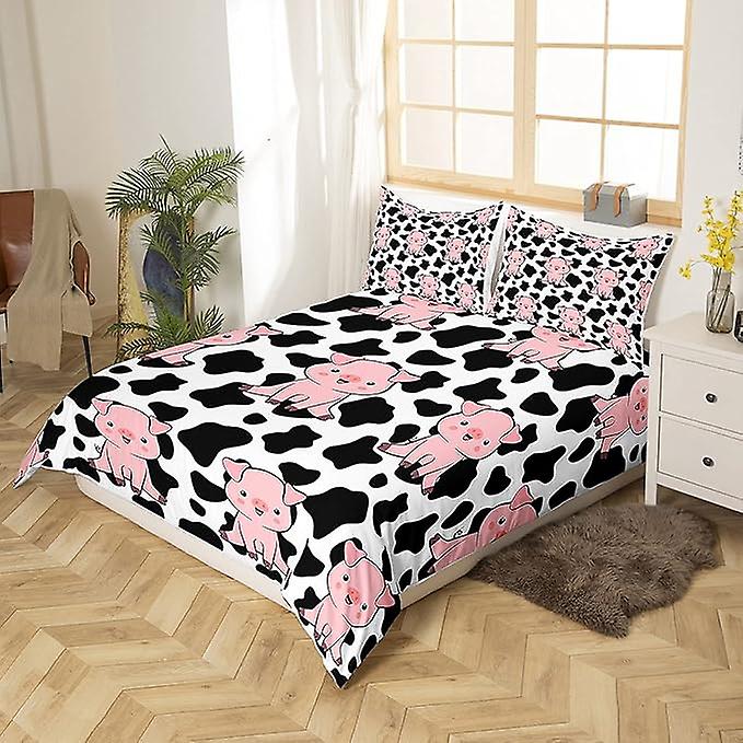 Pig Duvet Cover Kids Cute Pink Pig Bedding Sets Black White Cow Bedding ...