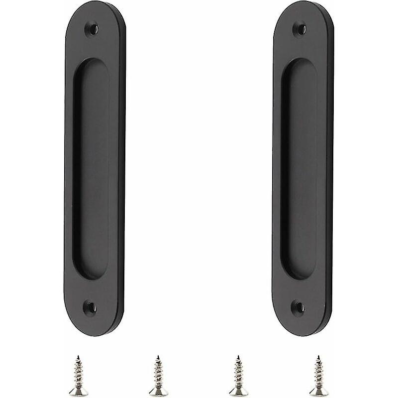 2 Pack Oval Recessed Sliding Door Handle, Matte Black, Stainless Steel ...