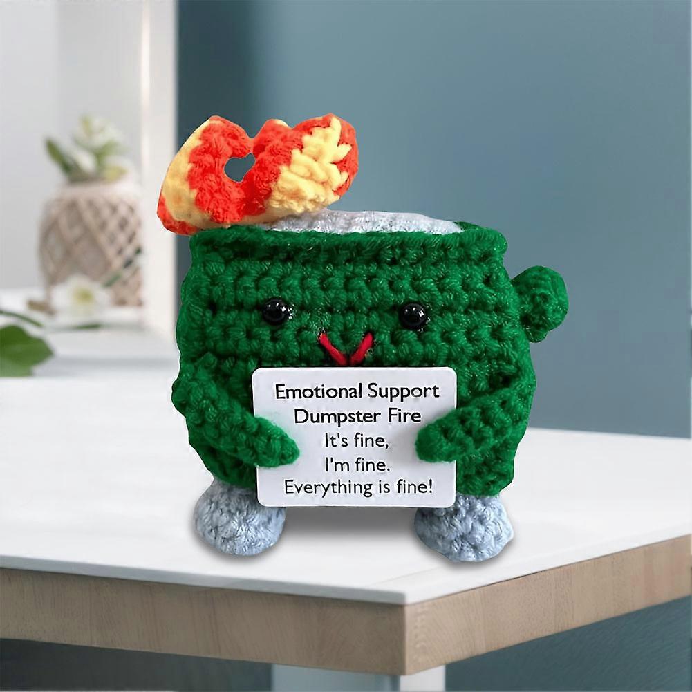 Emotional Support Dumpster Fire with Encouraging Card Positive Crochet ...