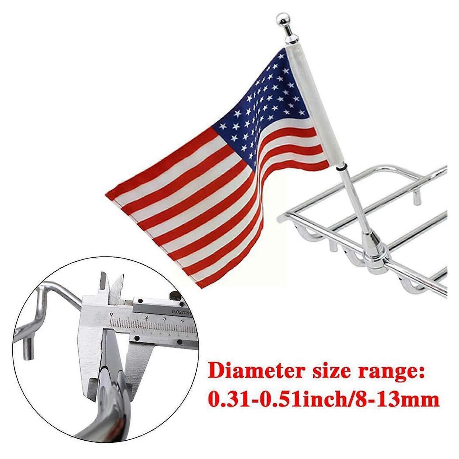 Motorcycle Rear Luggage Rack Flag Mount Pole USA American Skull ...