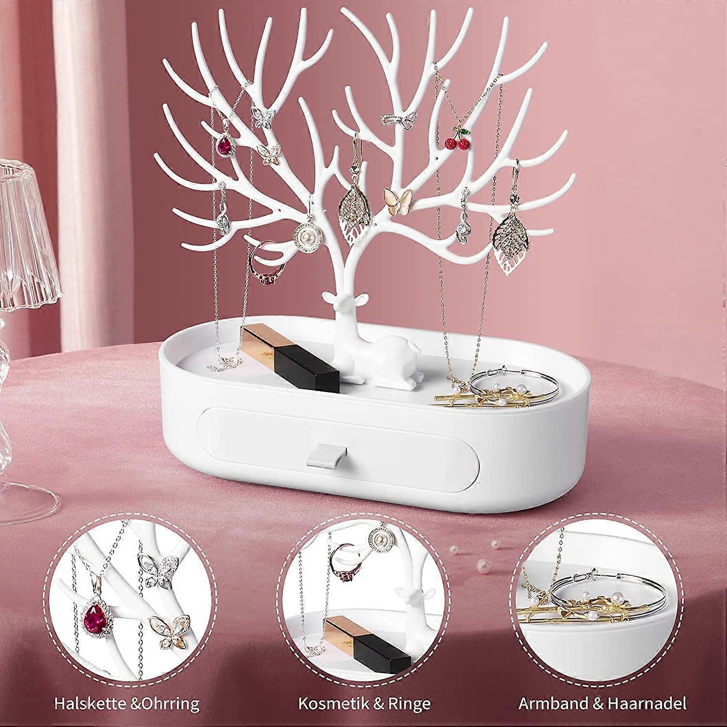 Tree Jewelry Display Stand, Plastic Jewelry Tree Stand With Drawer ...