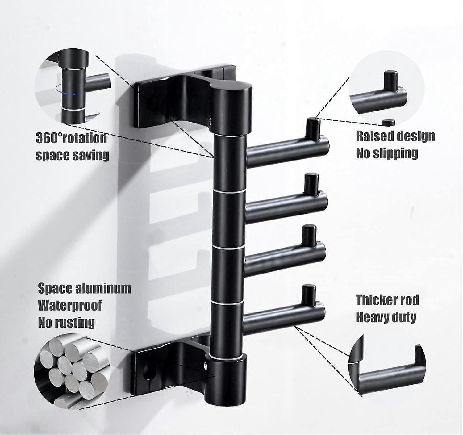 Rotating Coat Rack for Wall, Vertical Coat Hooks Wall Mounted with ...