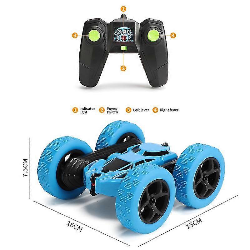 Children's Remote Control Car, Double-sided Stunt Car Rotating And Tumbling Charging Light ...