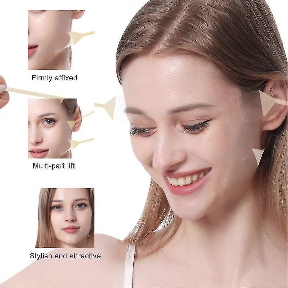 Face Lifting Tape, 20 Pieces Facelifting Tape With 4 Ropes, Transparent ...