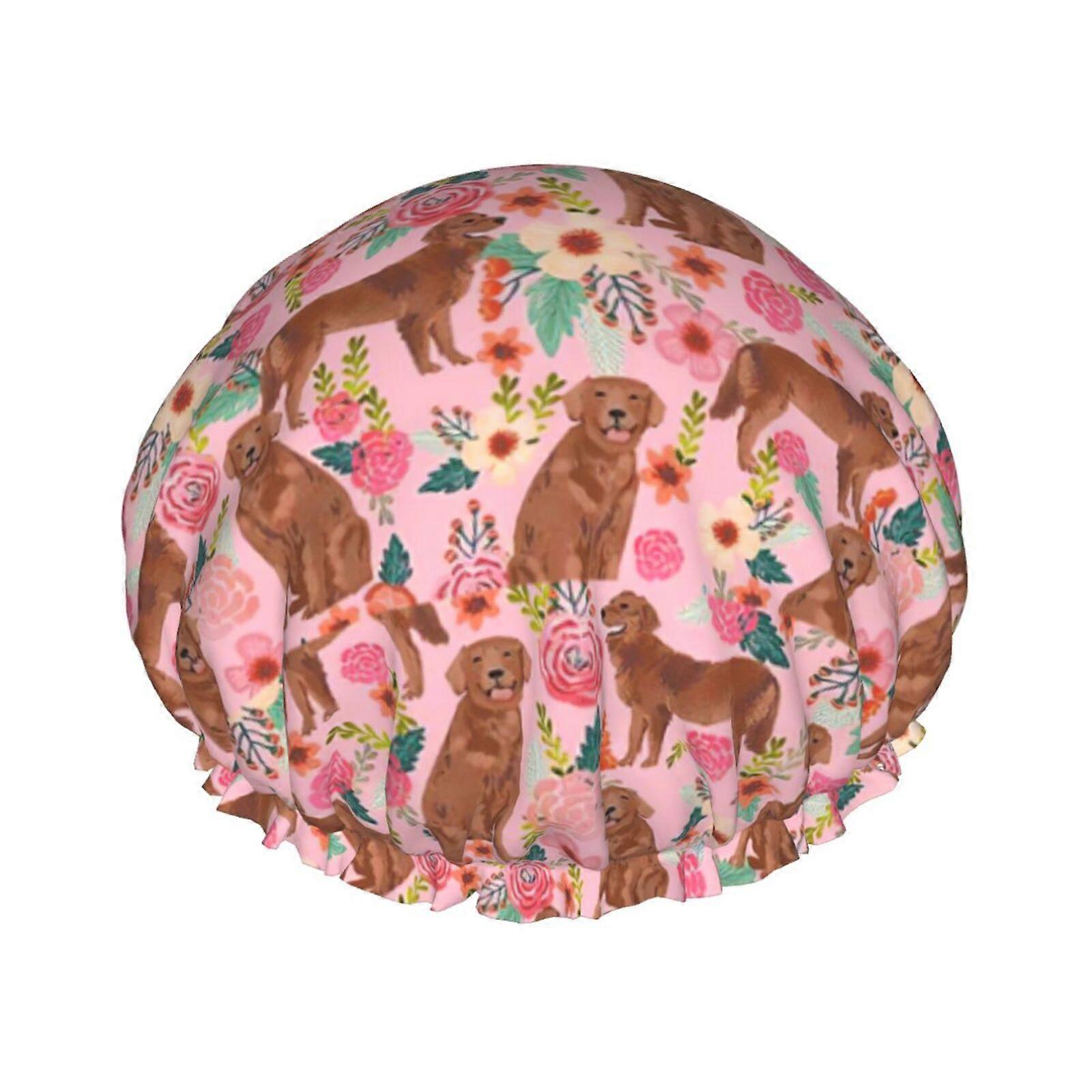 Golden Retriever Dog Shower Cap For Women Girls Adjustable Double ...