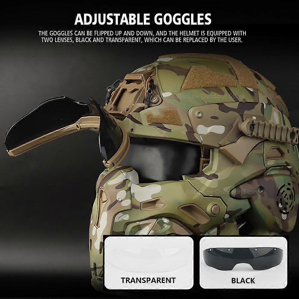 Military Helmet FAST Helmet Built-in Communication Headset Anti-fog Fan ...