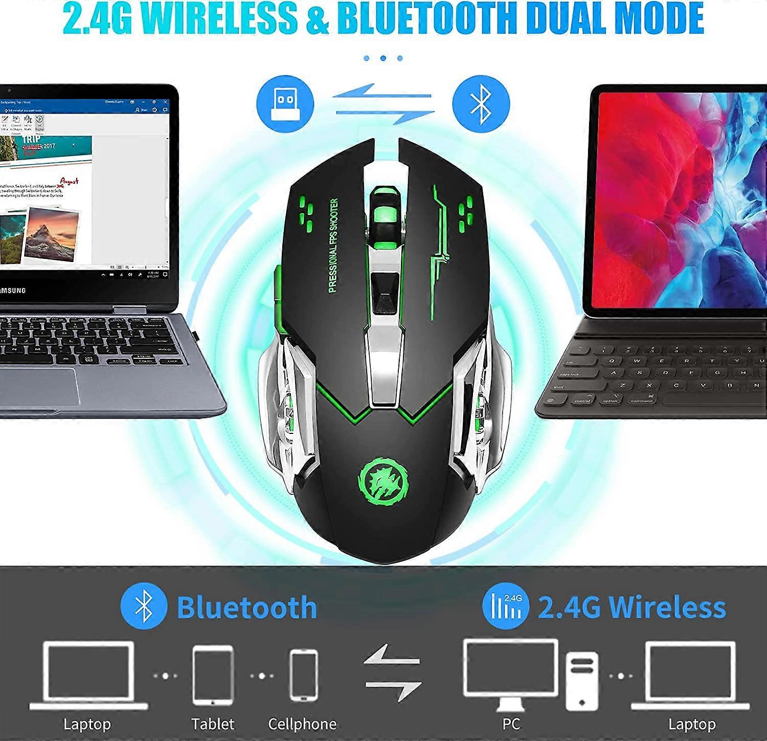 Wireless Gaming Mouse Bluetooth Mouse RGB Rechargeable 2.4G USB ...