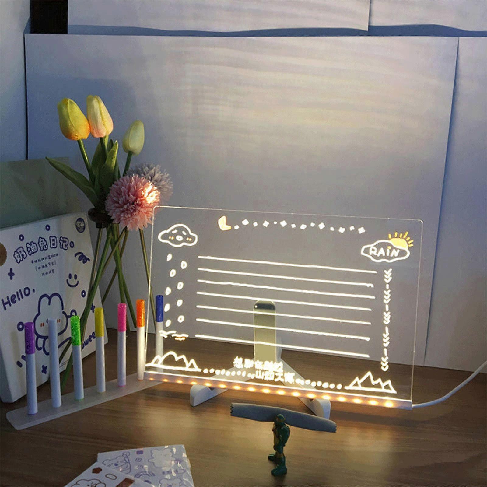 LED Note Board with Colors, Acrylic Dry Erase Board with Light, Light ...