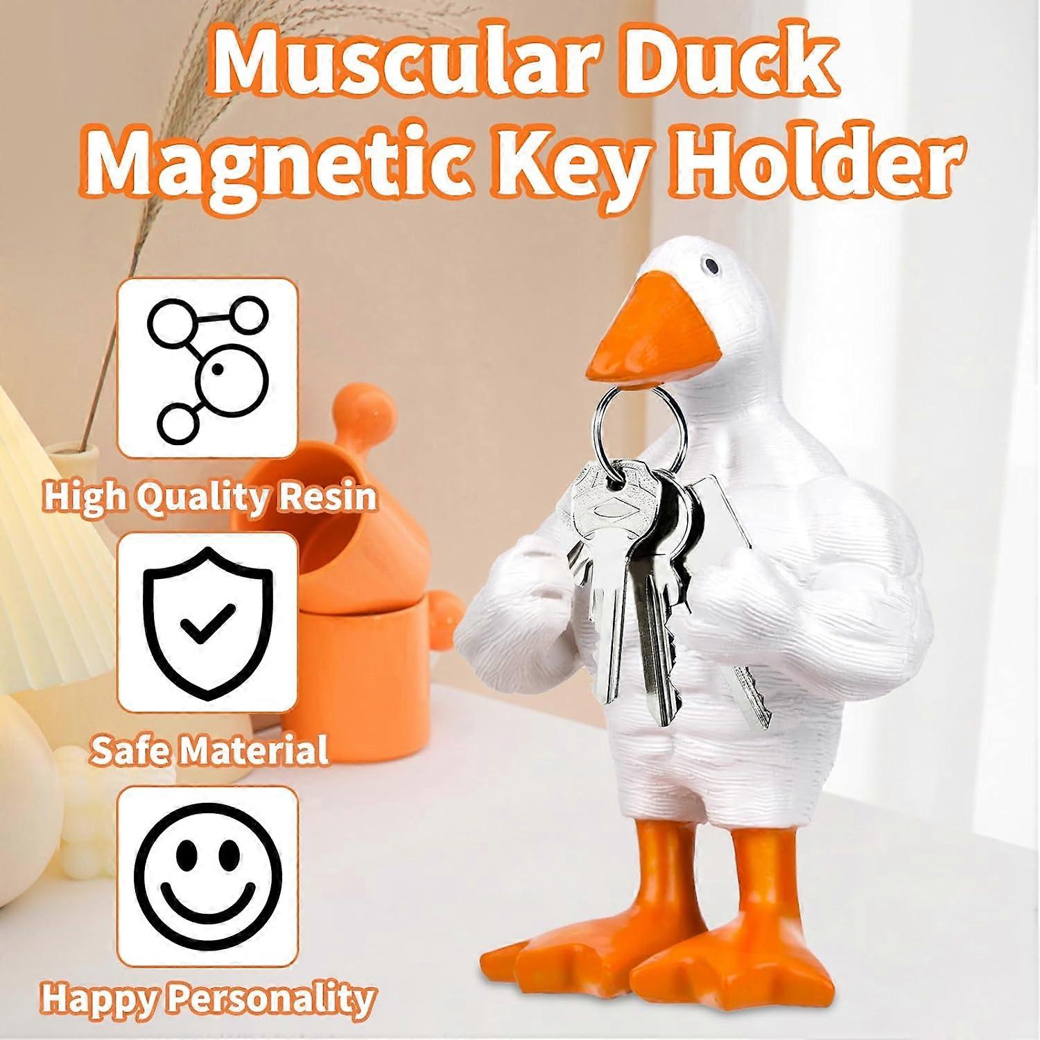 Pipihome Magnetic Goose Duck Key Holder Muscular Duck Statue Ornament ...