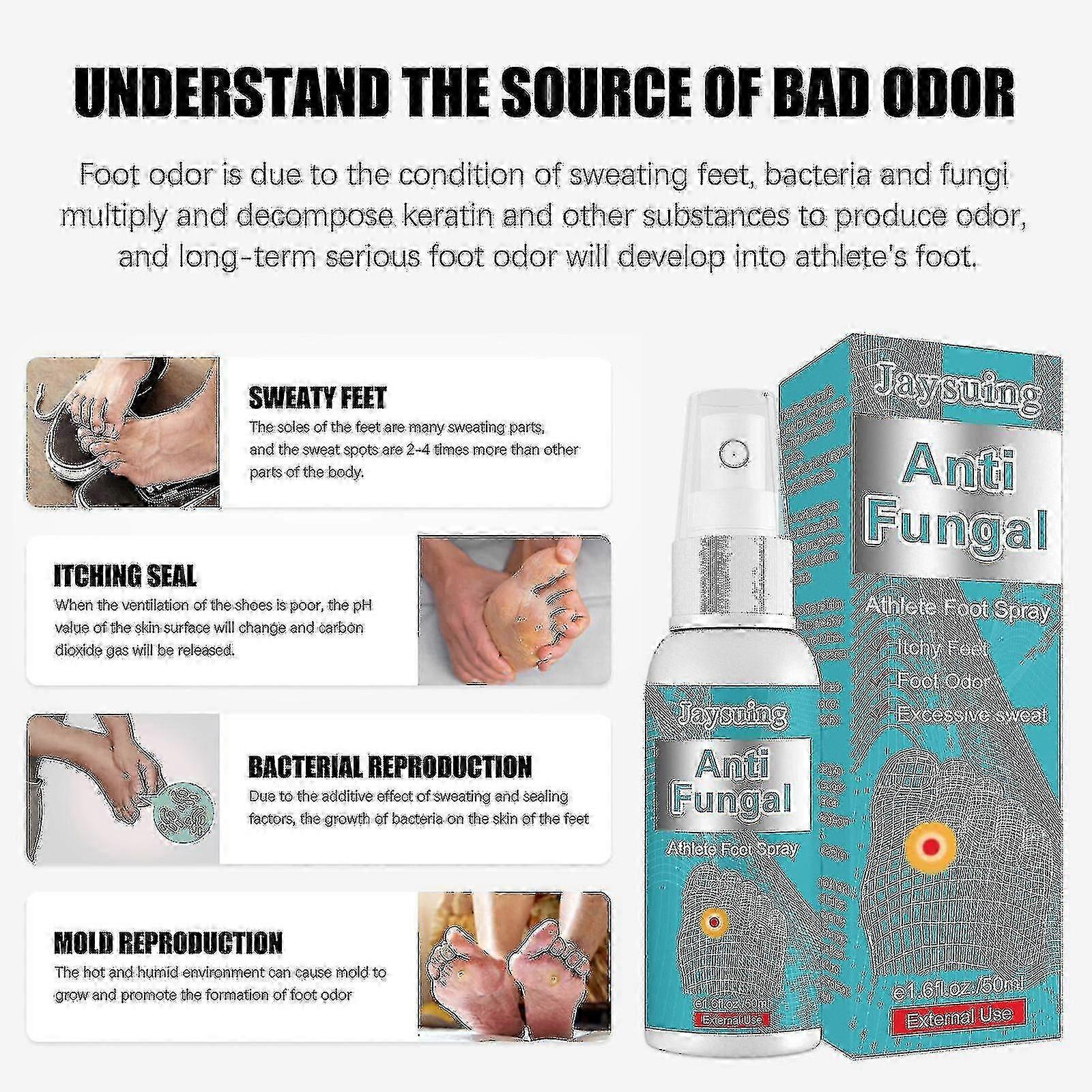 Jaysuing Athletes Foot Deodorant Spray Improve Smelly Sweaty Feet ...