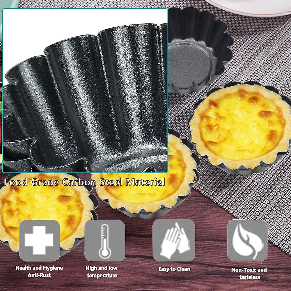 12 Pcs Reusable Egg Tart Molds Carbon Steel Tart Tart Pan Nonstick Egg ...