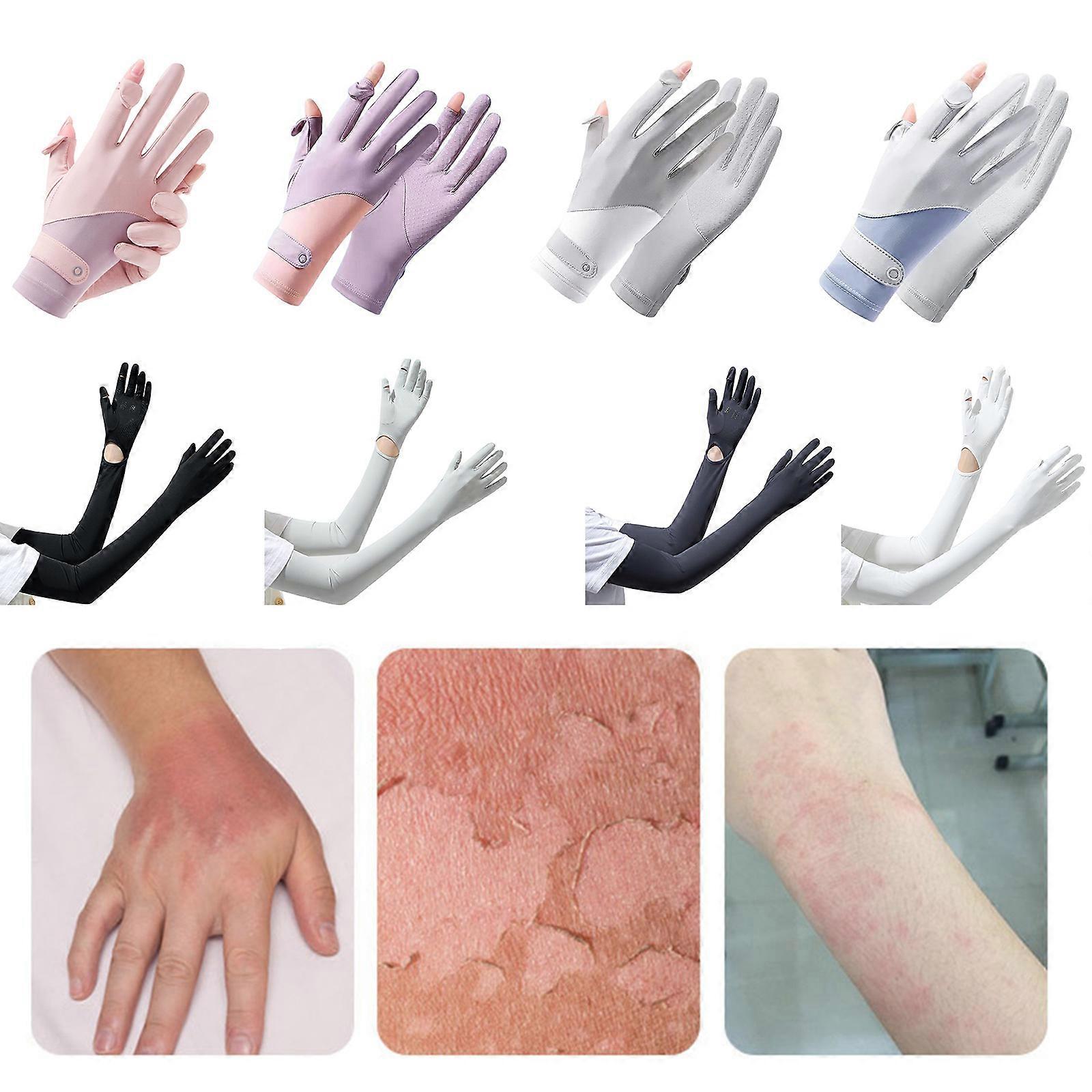 Sun Protective Cooling Gloves Short/Long Gloves Fishing Sunblock Hand ...