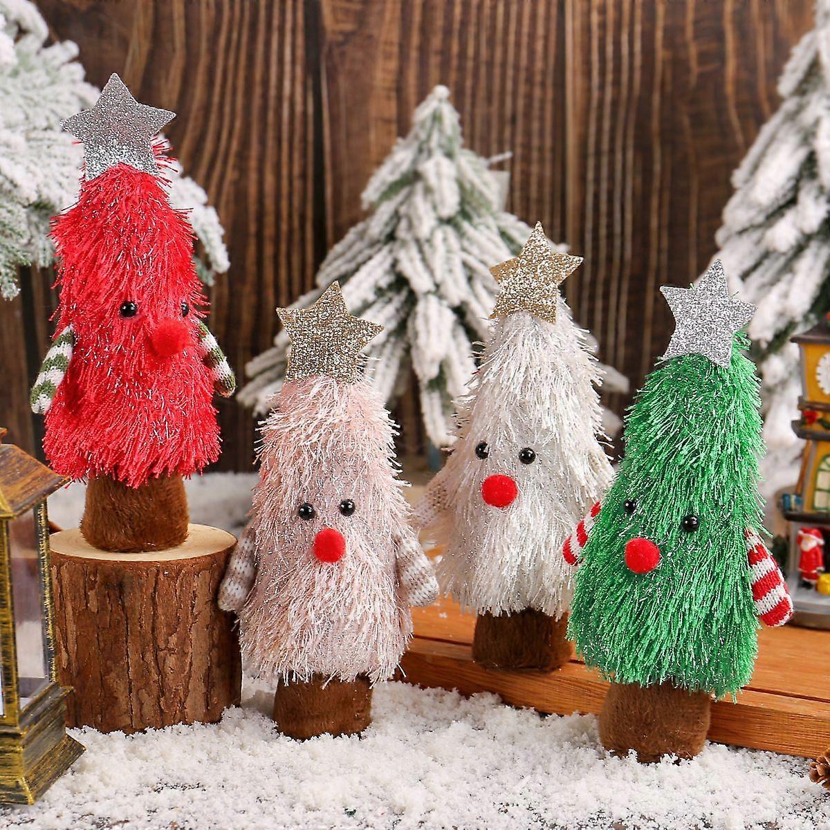 Christmas Tree Plush Doll Desktop Ornament Cute Fluffy Party Tree Toy ...