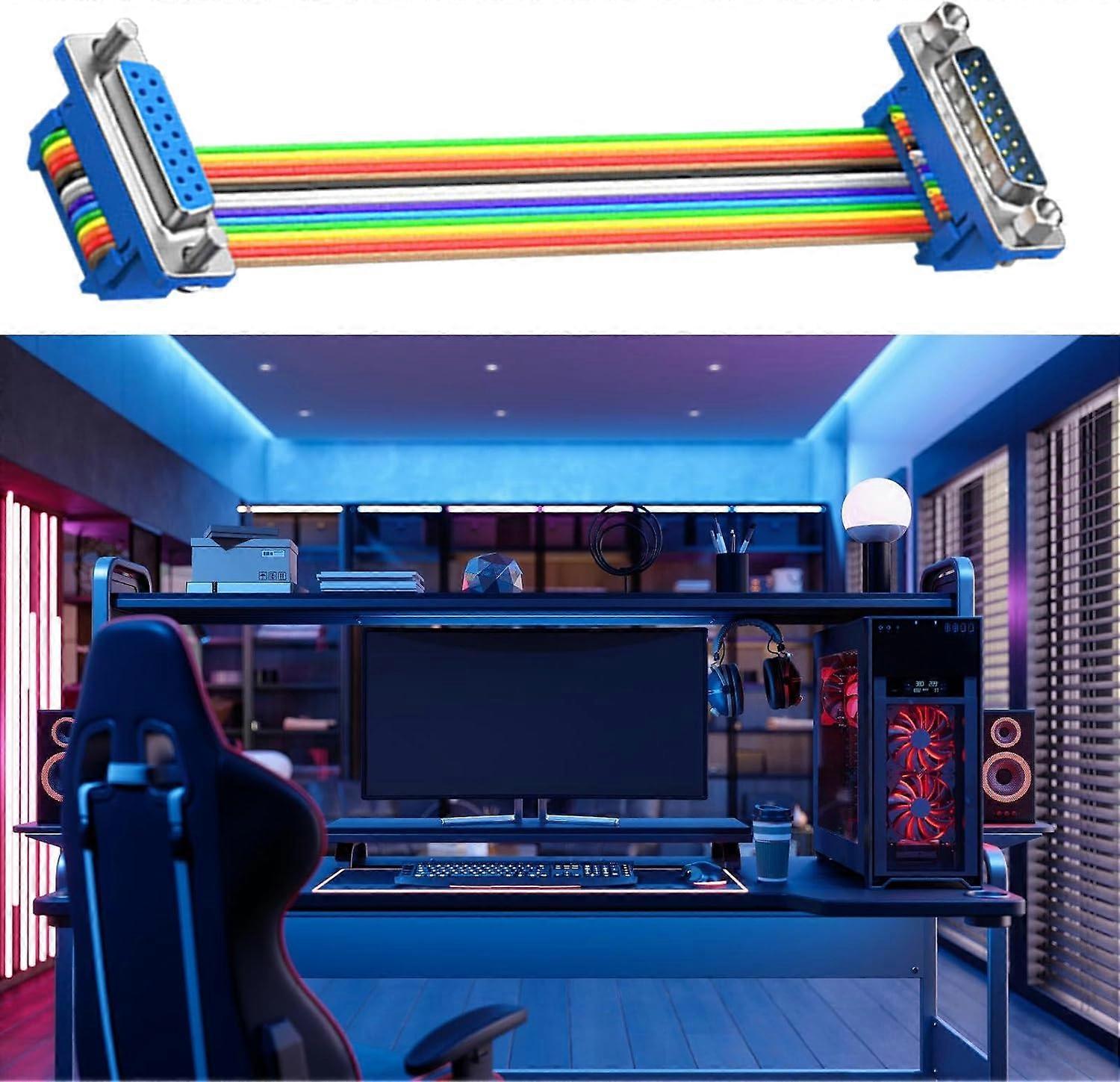 DB15 Female to Female Rainbow Ribbon Cable 8m Flat Flexible Design for ...