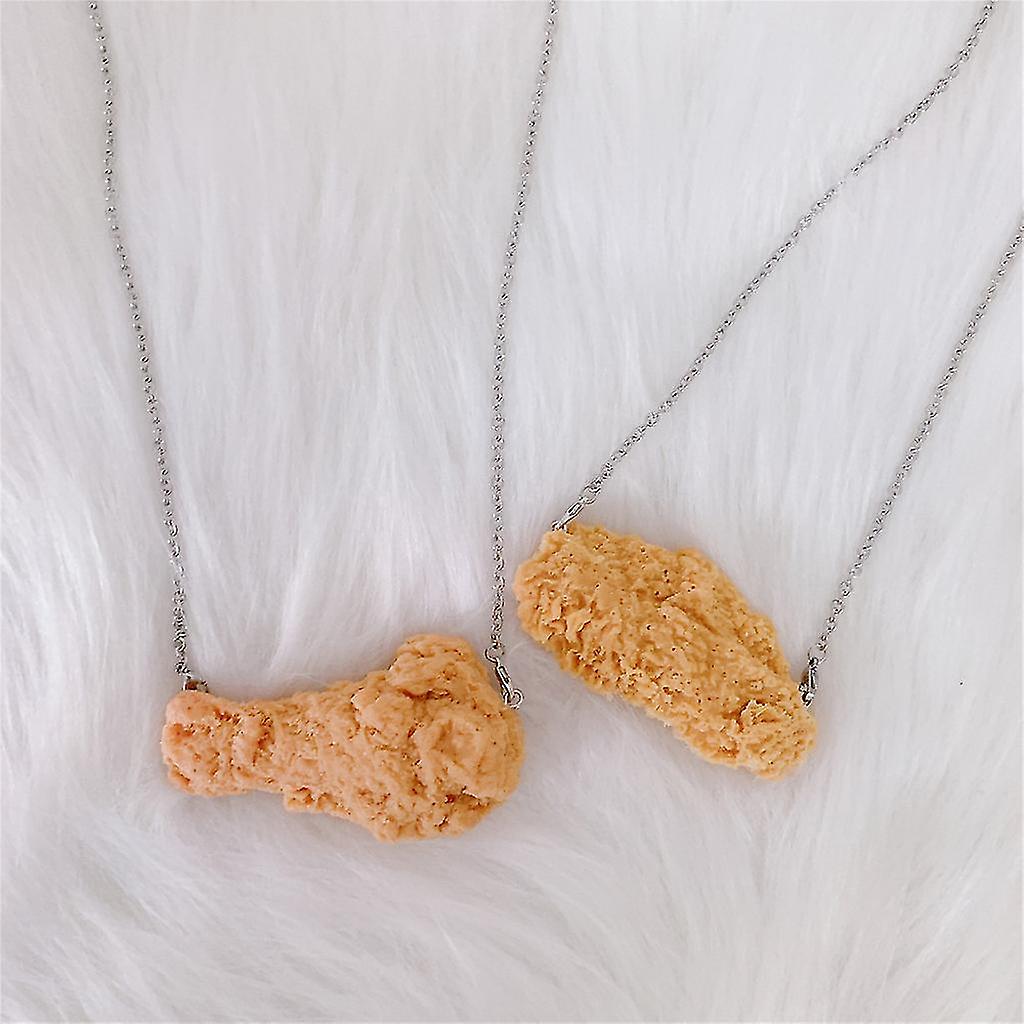 Cute Fried Chicken Pendant Necklace Realistic Food Crispy Chicken Wing ...
