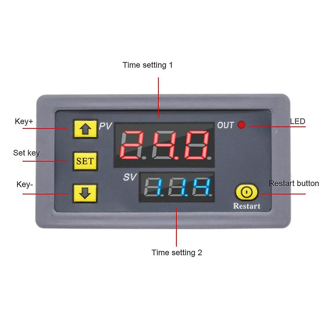 Digital Time Delay Relay Led Display Cycle Timer Control Switch ...