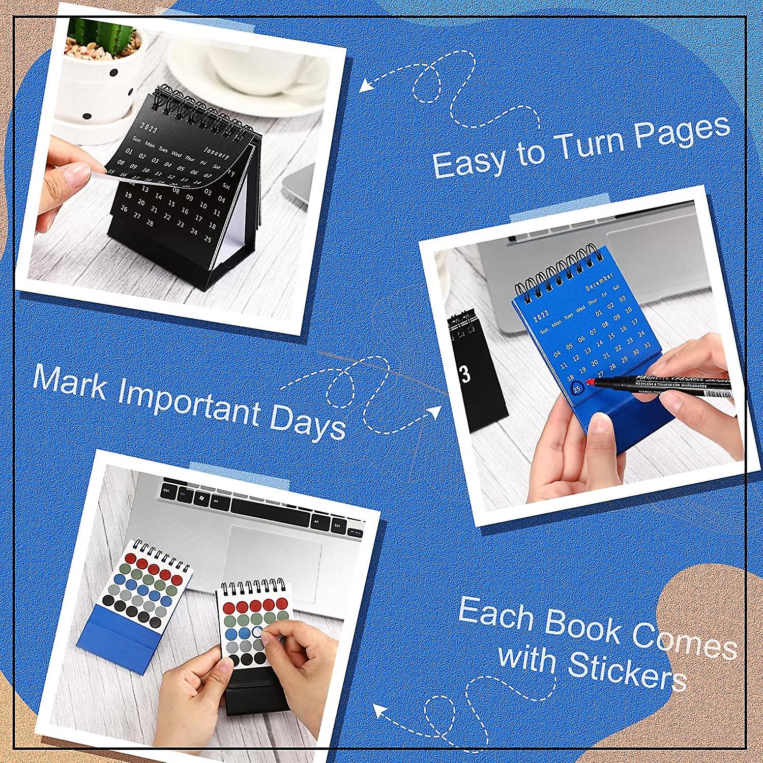 4 Pcs Mini Desk Calendar 2022-2023 August 2022 To Dec 2023 Small ...