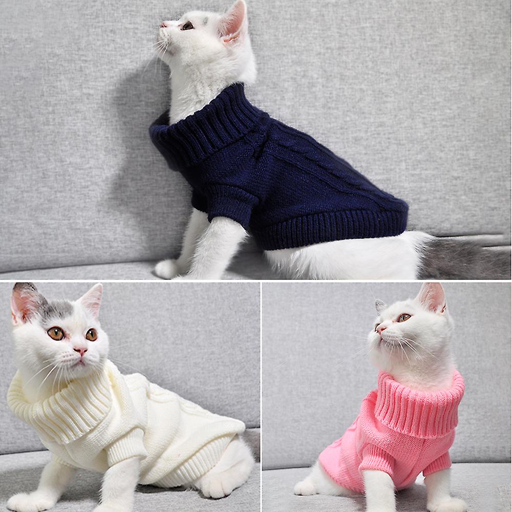 Pet Cat Sweater Winter Warm Cotton Cat Clothes Knitted Puppy Sweater ...