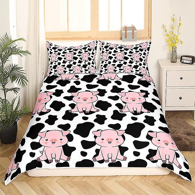 Pig Duvet Cover Kids Cute Pink Pig Bedding Sets Black White Cow Bedding ...