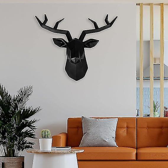 3d Resin Deer Head Sculpture Animal Statue Figurines Wall Hanging ...