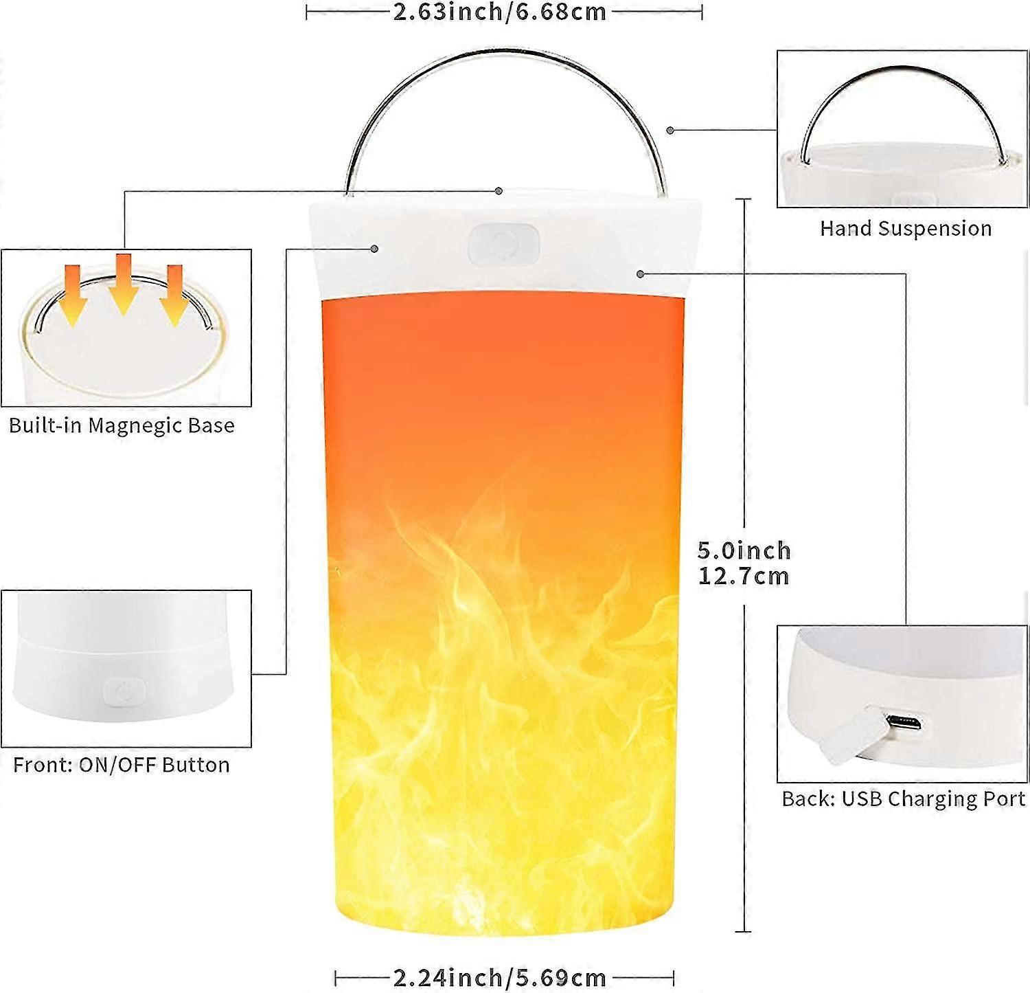 Flame Effect Light, 2 Led Flame Effect Lights With Remote Control, Usb ...