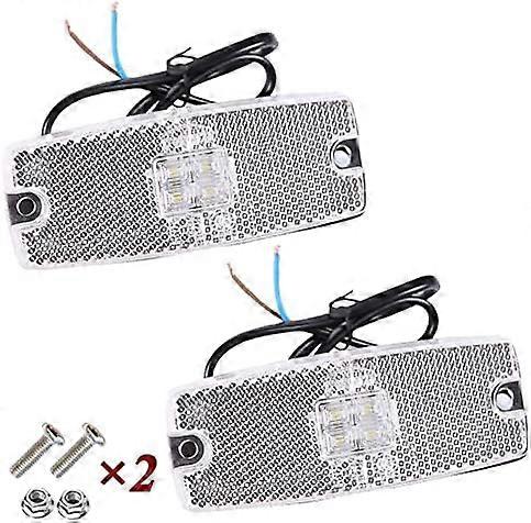 2 x White Trailer Front Position Lights, Side Marker Lights, LED Light ...