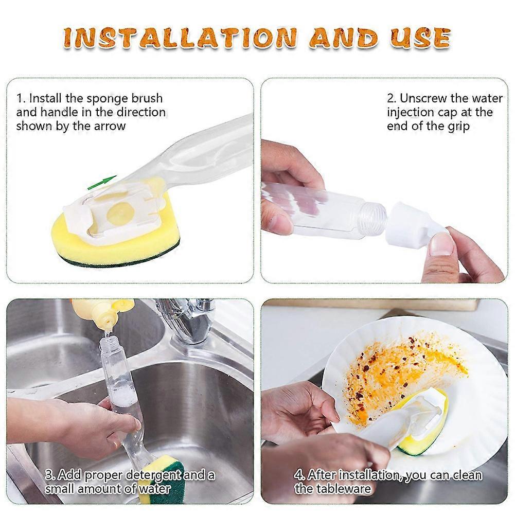 Heavy-Duty Dish-Washing Stick Sponge, Dish-Washing Sponge with Handle ...