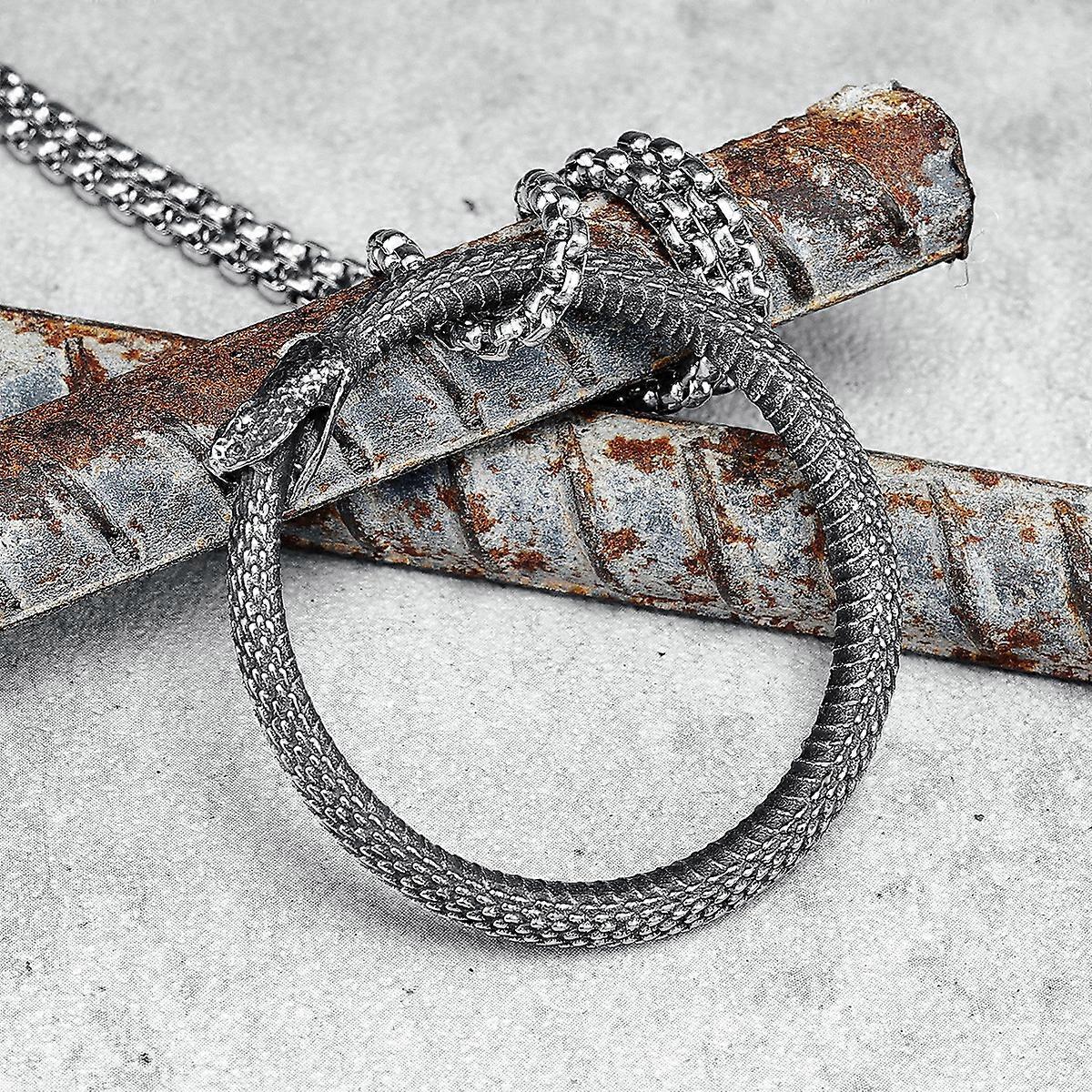 Ouroboros Snakes Pendant Men Simple Necklace 316L Stainless Steel ...