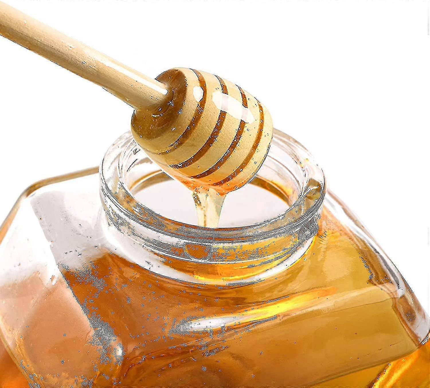 4 Pack 7 Oz Honey Pot Jars, Glass Honey Pot With Wooden Dipper And Cork ...