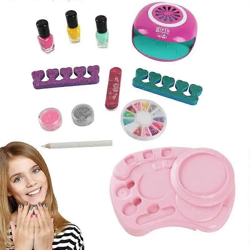 Kids Nail Polish Set Girls Nail Set With Nail Dryer Nail Art Kit For ...