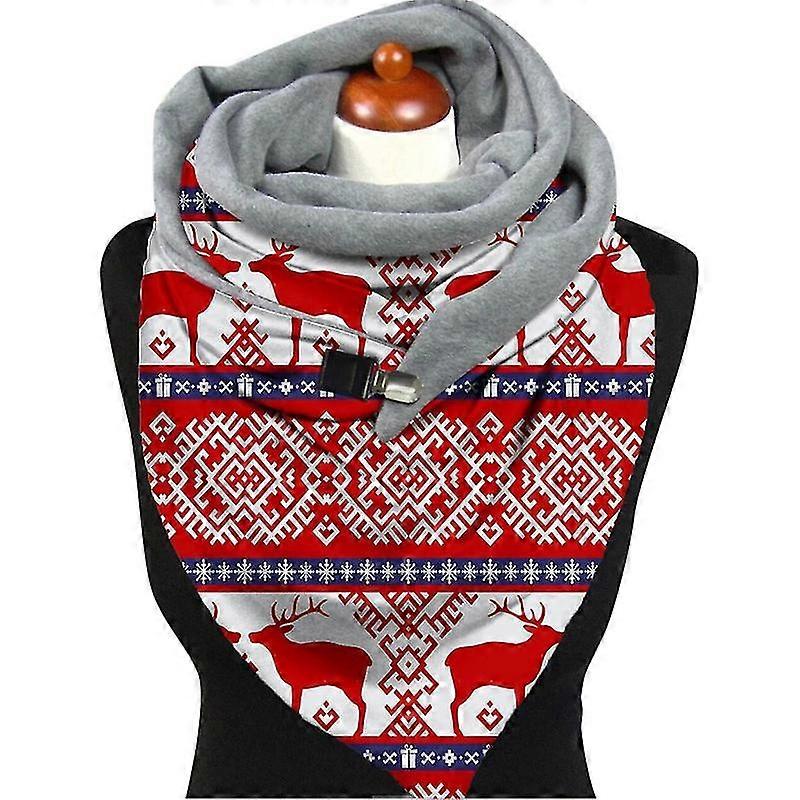 Women Winter Warm Scarf Christmas Elk Snowflake Print Neck Warmer Snood ...