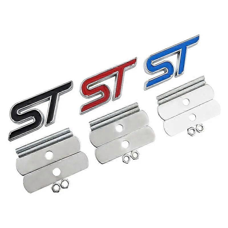Metal Red Blue ST Front Grille Sticker Car Head Grill Emblem Badge ...