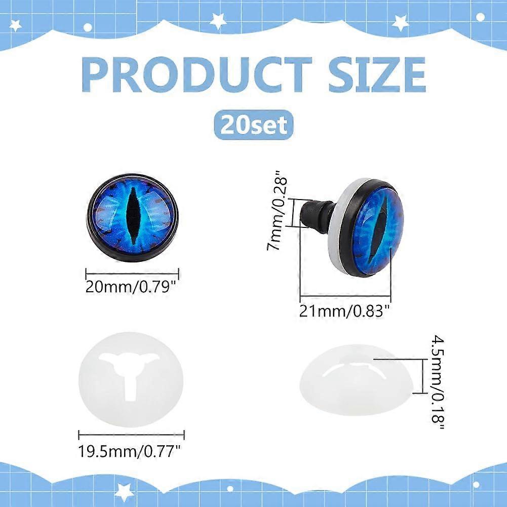 20 Sets Glow in The Dark Safety Eyes 20mm Luminous Plastic Safety Craft ...